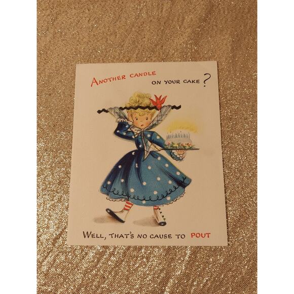Accents | Vintage Hallmark Hall Brothers Birthday Card 4s 50s Girl Blow ...